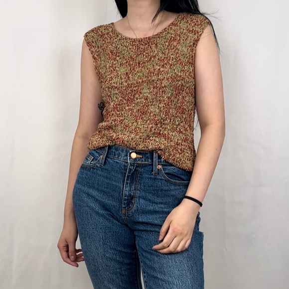 Koret | Tops | Vintage Koret Orange And Green Knitted Tank | Poshmark